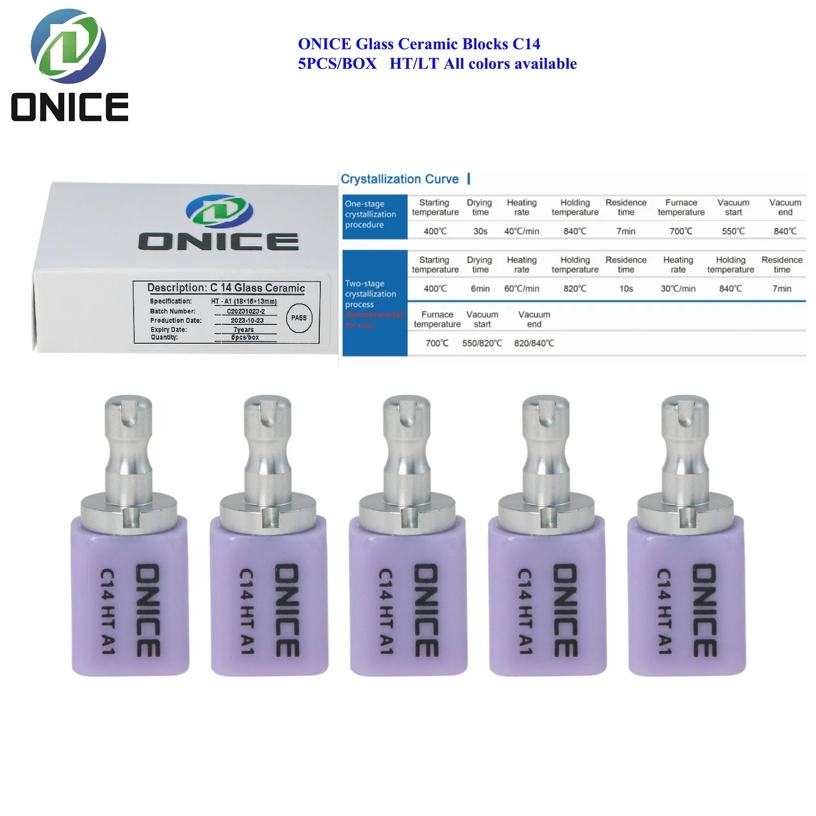 5PCS-ONICE-CAD-CAM-Dental-Lithium-Glass-Ceramic-Block-C14-Dental-Lab ...