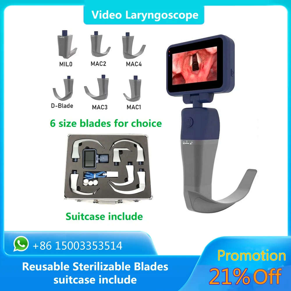Video-Laryngoscope-Reusable-Sterilizable-Blades-Color-TFT-LCD-Digital ...
