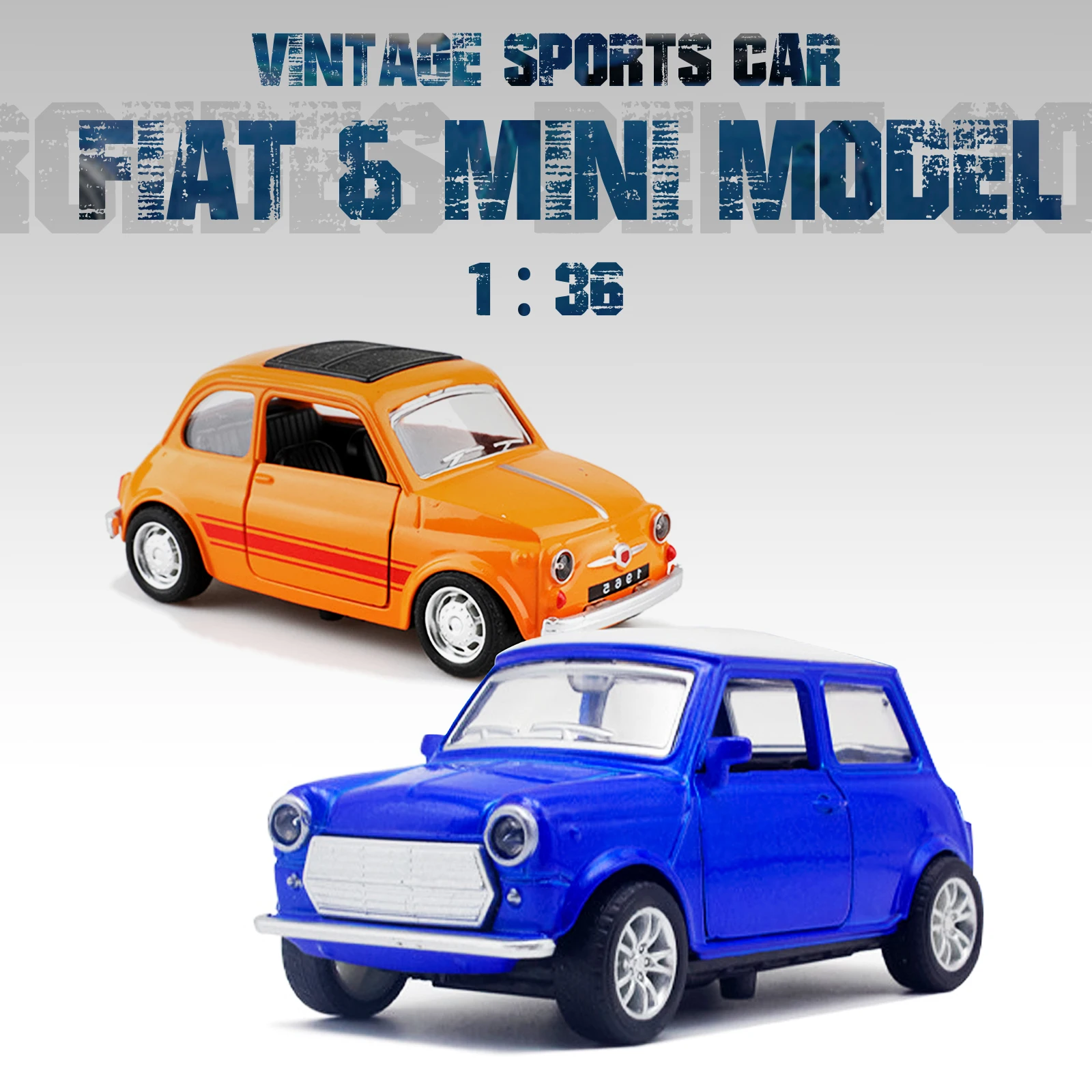 1:36 Alloy Vintage Diecast Car Model FIAT MINI Classic Pull Back Car ...
