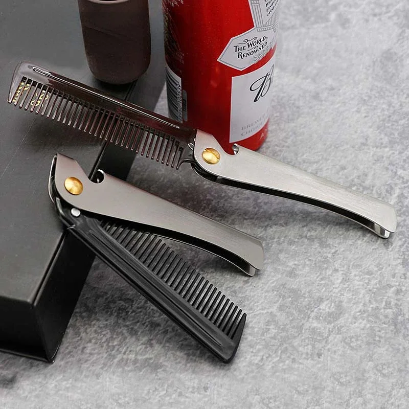 Folding-Steel-Combs-For-Men-Oil-Head-Portable-Beard-Combs-For-Men-Comb ...