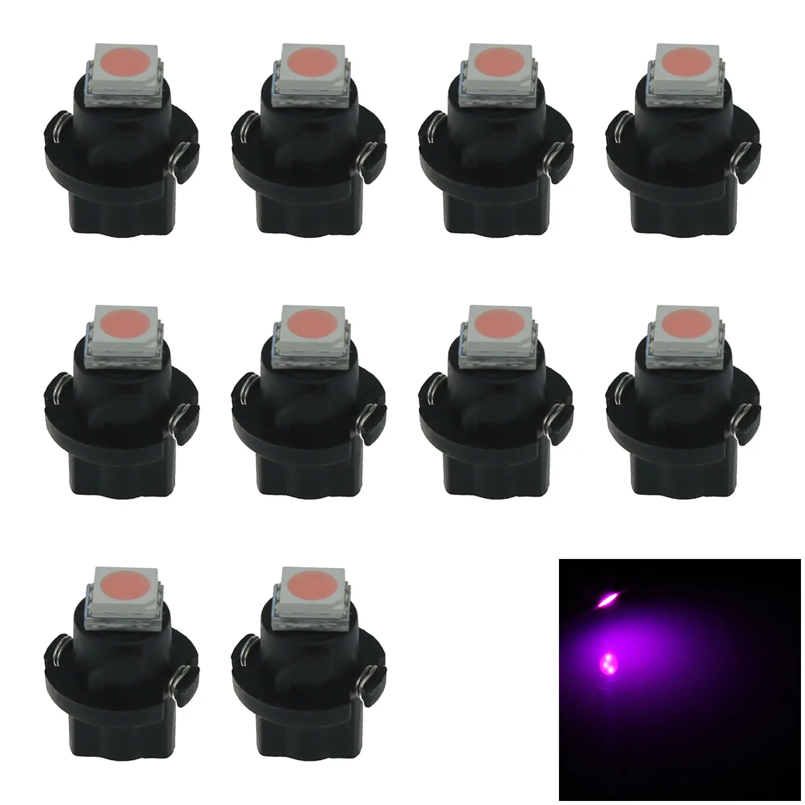 10x Pink Car T5 Light NEO Dash Twist Socket HVAC Control Blub 1 ...