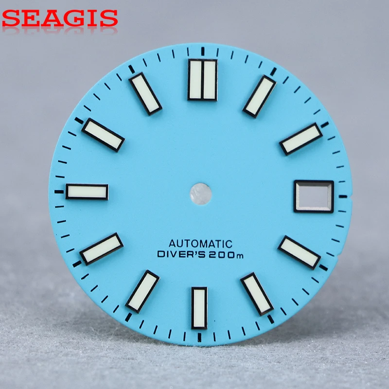 SEAGIS Dial NH35 28.5mm watch dial matt Blue dial Fit Movement Blue ...