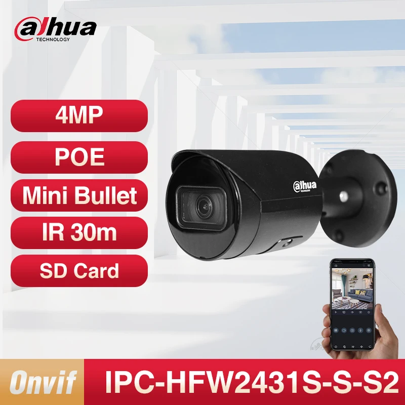 Dahua-4MP-Mini-Bullet-Camera-Black-Outdoor-Home-Security-Protection-Supports-IP67-SD-Card-Night ...