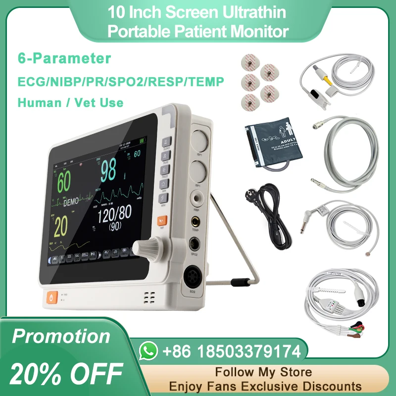 10-Inch-Ultrathin-Screen-Human-Vet-Use-Portable-6-Parameter-Vital-Signs ...