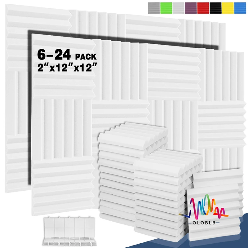 White Acoustic Foam Panels 6-24 Pcs Soundproofing Foam Sound Absorbing ...