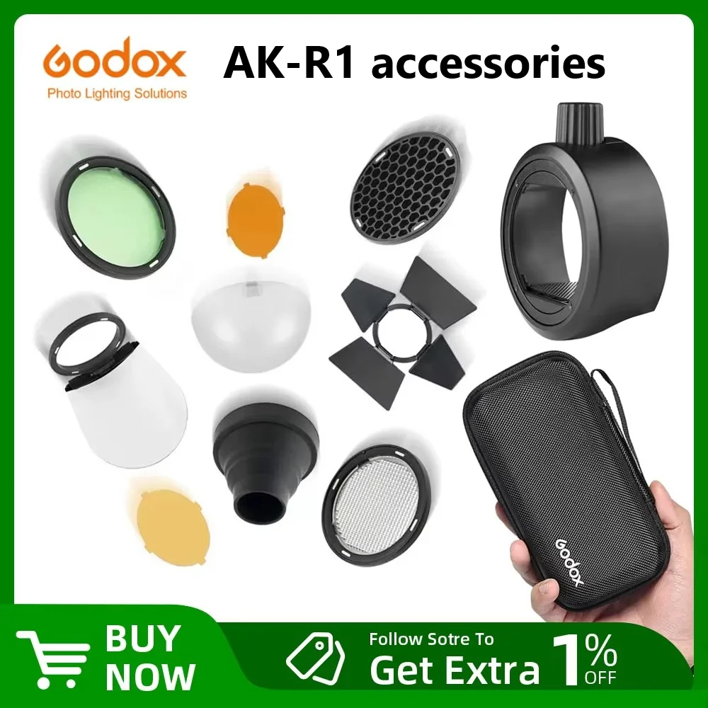 Godox-AK-R1-S-R1-Barn-Door-Snoot-Color-Filter-Reflector-Honeycomb ...