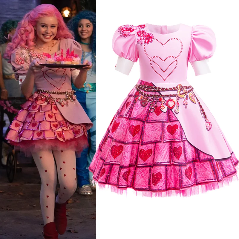 Girls Descendants Pink Princess Dress Queen of Hearts Cosplay The Rise ...