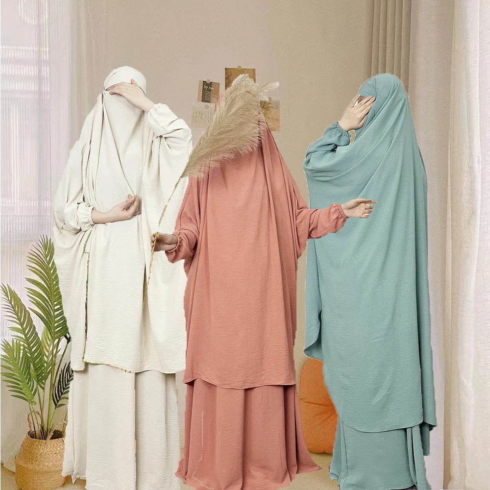 Middle-Eastern-Muslim-clothing-women-s-robe-plain-two-piece-ice-silk ...