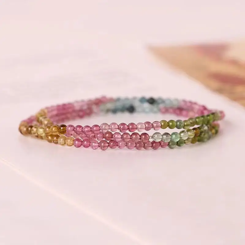 Three-Row Tourmaline Bracelet - Multi-Layer Crystal Stackable Jewelry ...