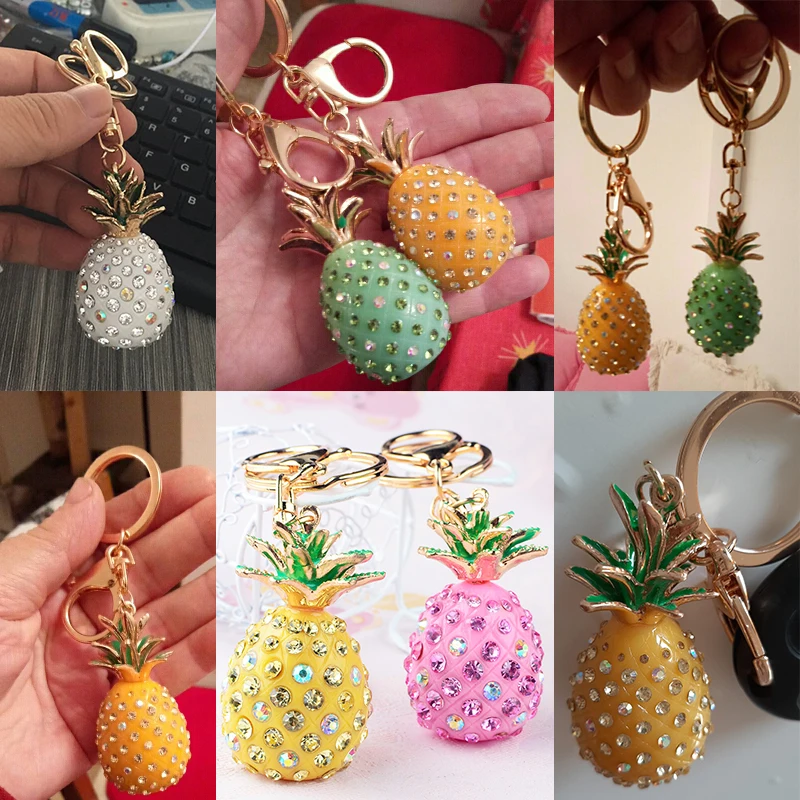 Colorful-Stone-Crystal-Zircon-Pineapple-Keychain-Women-Fashion-Fruit ...