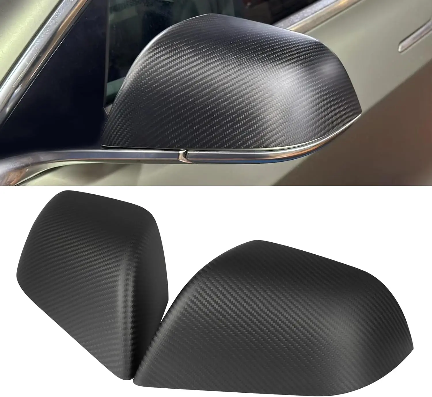 Real-Dry-Carbon-Fiber-Rear-View-Mirrors-Cover-for-Tesla-Model-Y-3 ...