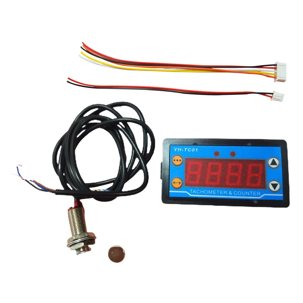 4-Digital-LED-Red-Tachometer-Counter-Gauge-Motor-RPM-Speed-Meter-Hall ...