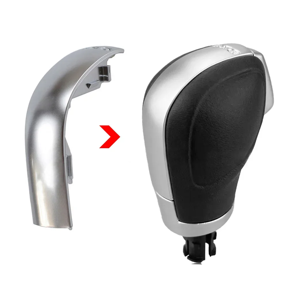 1PCS-Chrome-Matt-With-Leather-Shift-Knob-Gear-Side-Cover-DSG-Emblem-For ...