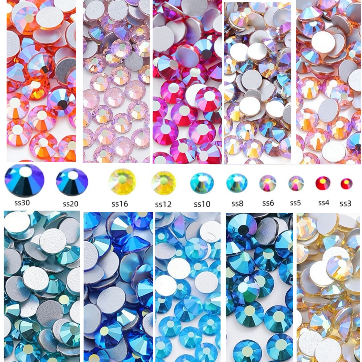 ss3-ss30-AB-plating-Crystal-Rhinestones-Non-Hot-Fix-Flat-Back-Strass ...