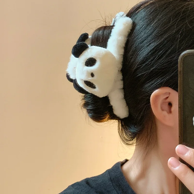 Fashions-Cute-Cartoon-Panda-Plush-Hair-Claw-Women-Ponytail-Grab-Clip ...