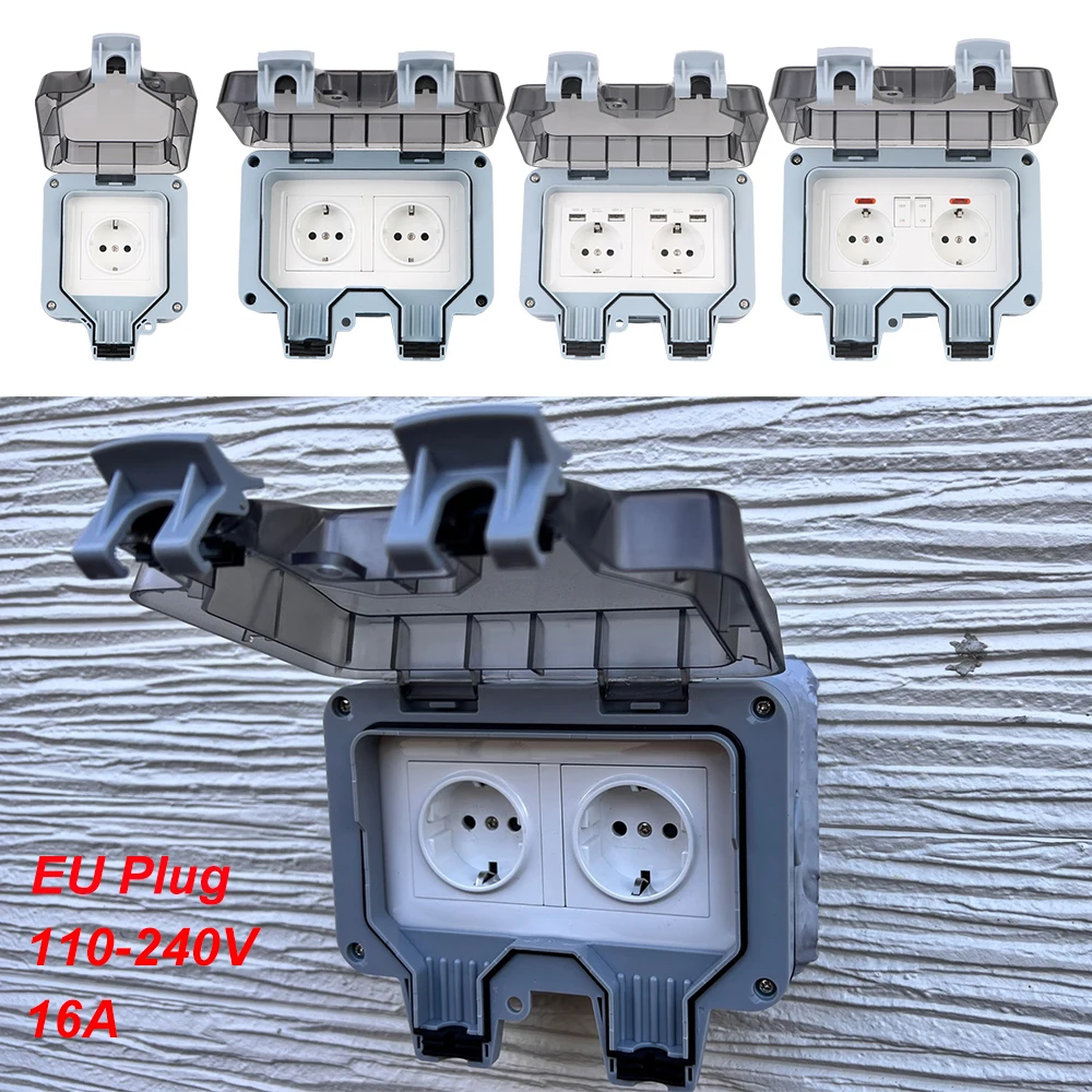Double-EU-Socket-Power-Supply-Switch-Socket-16A-Outdoor-Wall-Power ...