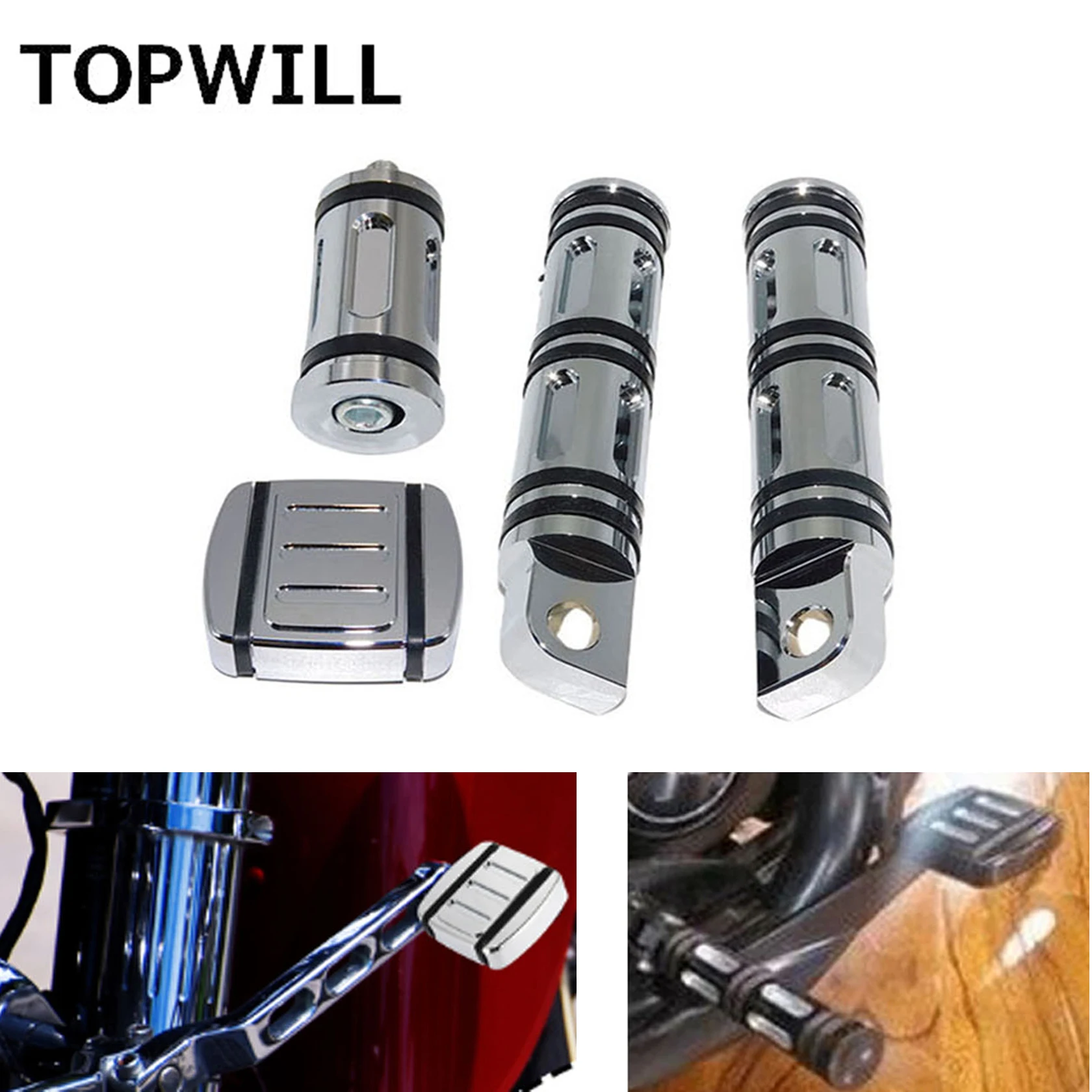 Motorcycle Foot Pegs CNC Footrest Pedal Footpeg Shifter Peg Shift Gear ...