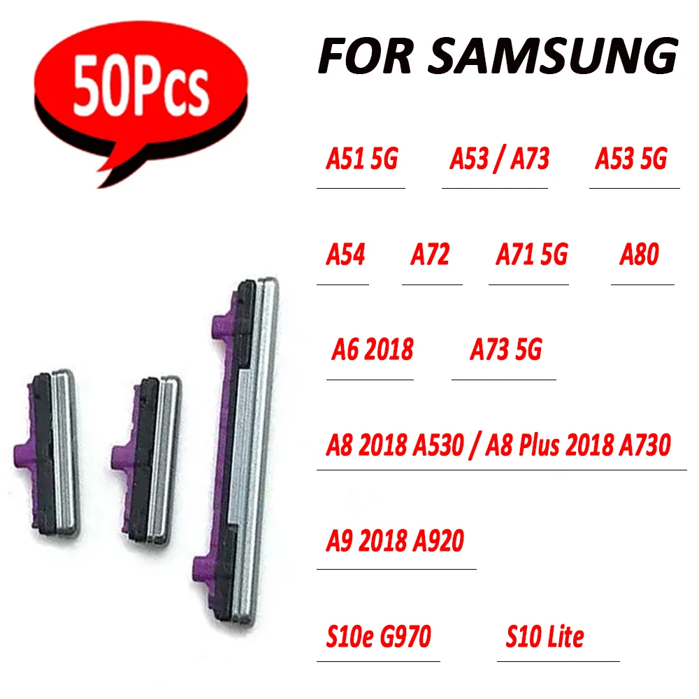 50Pcs，Power Volume Side Button Key For Samsung A90 A13 5G A51 A71 A53 ...