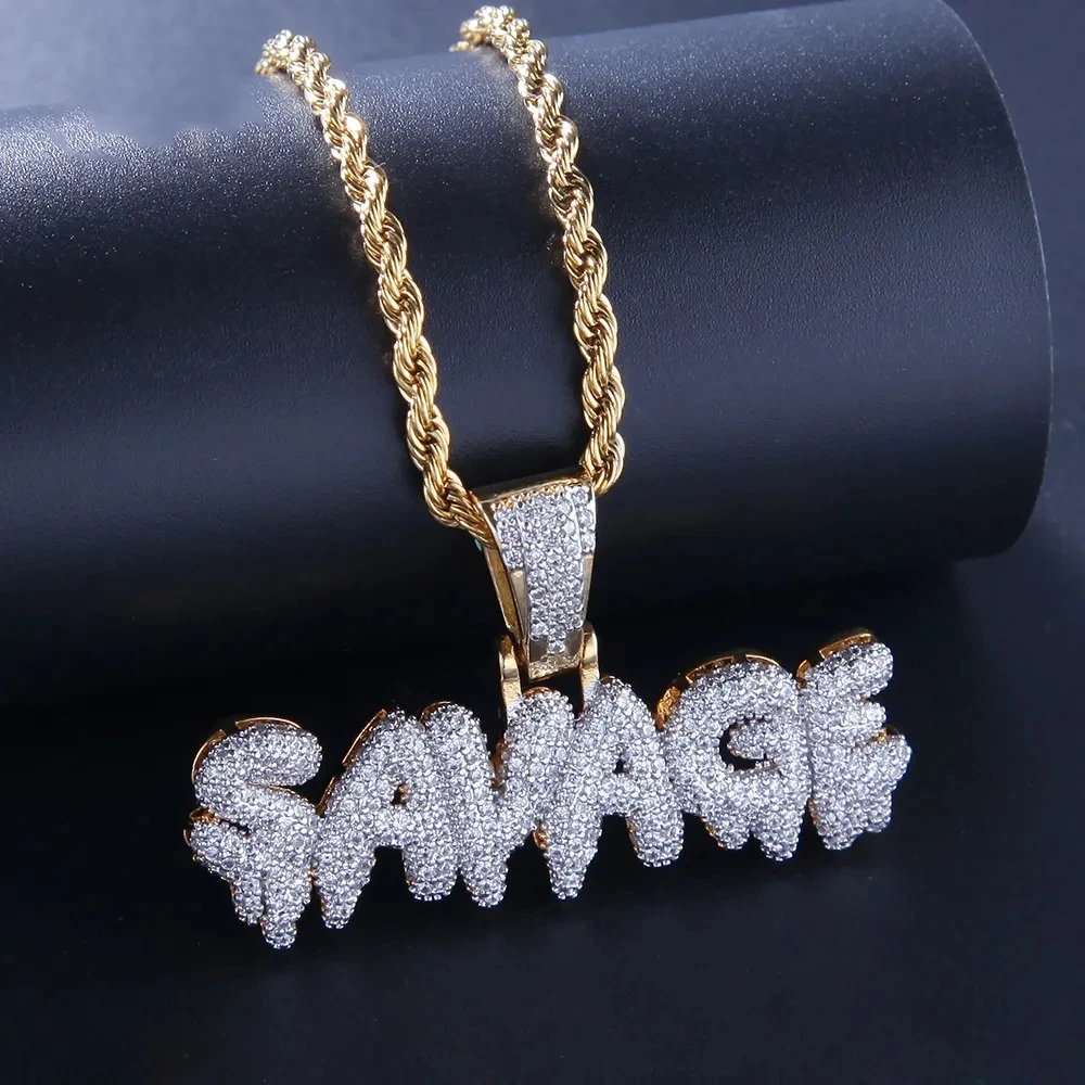 Iced-Out-Letter-Savage-Pendant-Shiny-Bing-Cubic-Zirconia-Hip-Hop ...