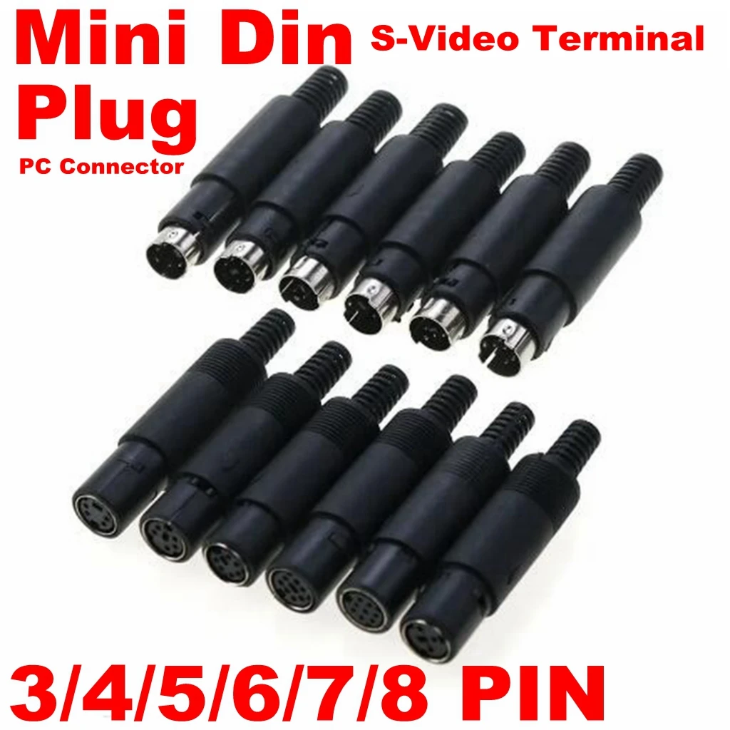 1pcs S-Video Mini DIN Plug Socket Connector 3/4/5/6/7/8 PIN Chassis ...