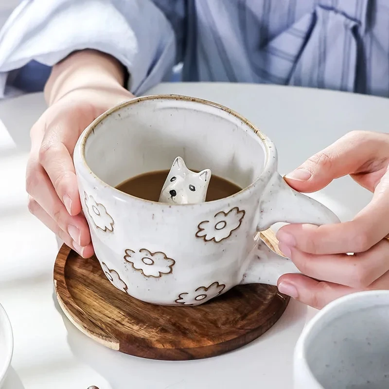 3D-Animal-Mugs-Handmade-Snail-Cat-Dog-Daisy-Cups-Ceramic-Kitchen ...