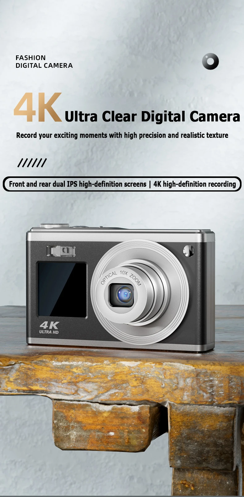 C23 4K Telescopic Lens High-Definition Dual Screen Digital Camera 16x ...