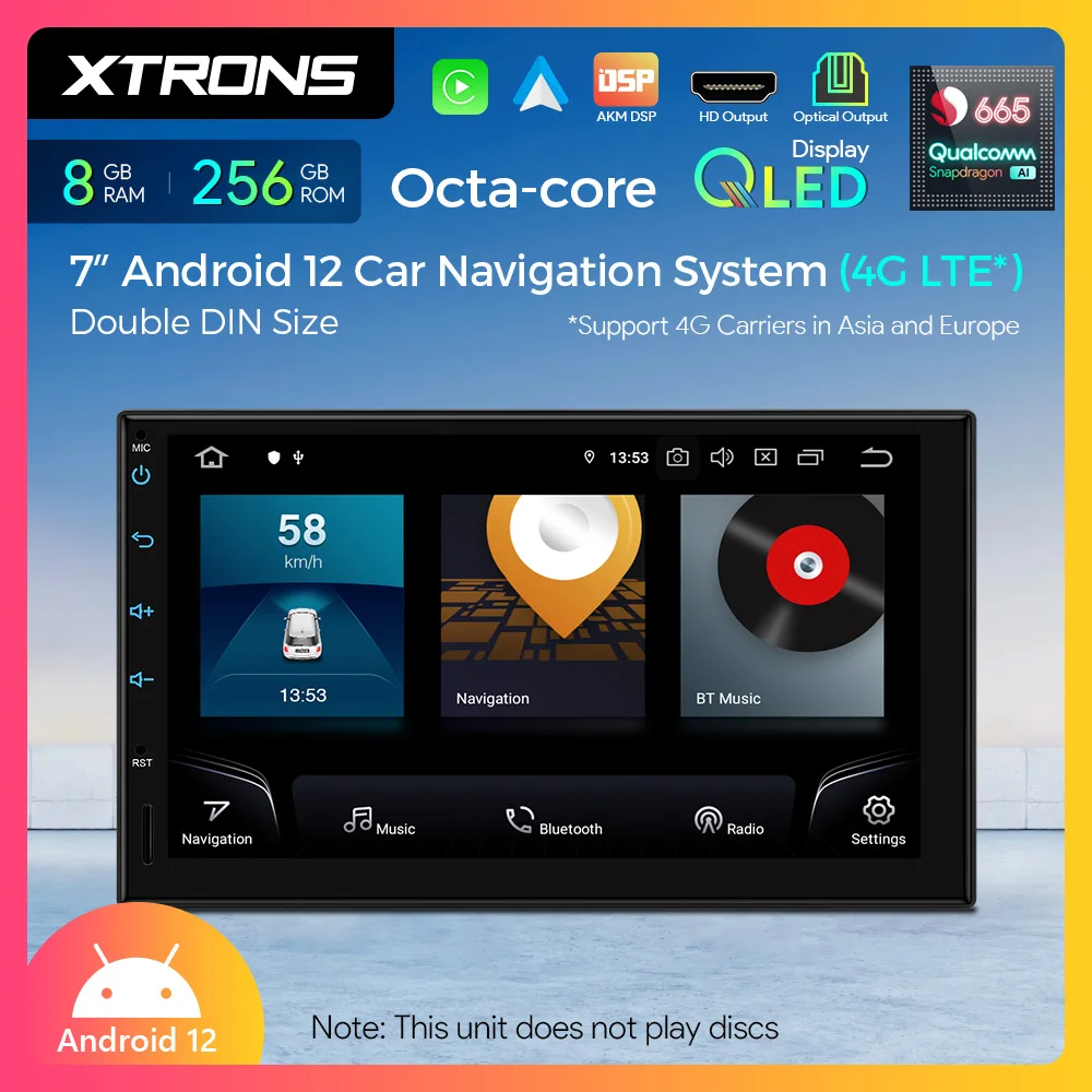 XTRONS-7-Universal-Double-Din-QLED-Car-Radio-Android-12-Qualcomm-Octa ...