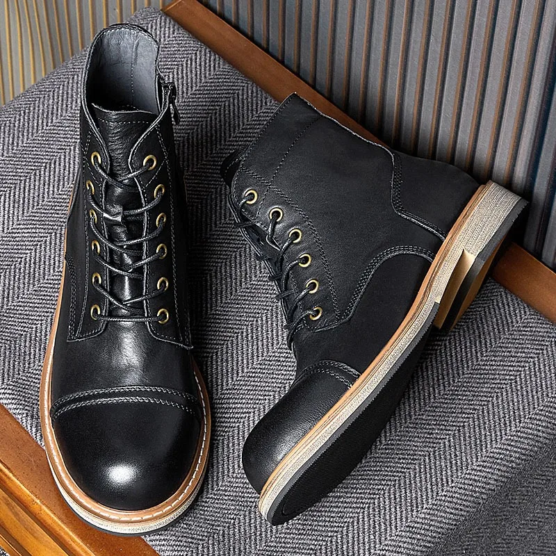 Retro-British-Style-Mens-Genuine-Leather-Chelsea-Boots-Handmade-Quality ...