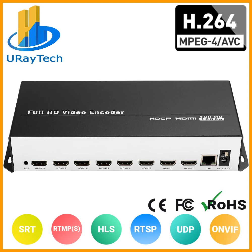 TV 8 Channels HEVC H.264 H.265 HD HDMI to IP Video Encoder IPTV Live ...