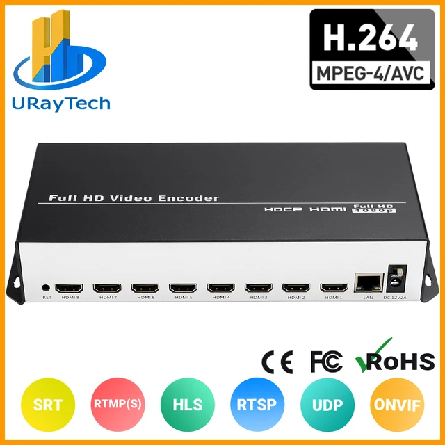 TV 8 Channels HEVC H.264 H.265 HD HDMI to IP Video Encoder IPTV Live Streaming Encoder HD ...