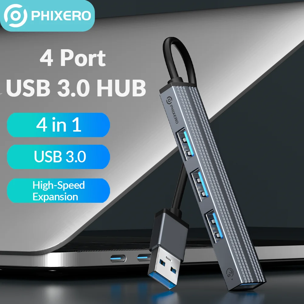 PHIXERO concentrador de puertos USB 3,0 2,0, divisor multiusb de 4 puertos, adaptador OTG ...