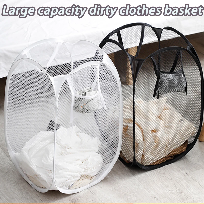 Folding-Dirty-Laundry-Sorting-Basket-Washing-Frame-Bathroom-Cloth-Mesh ...
