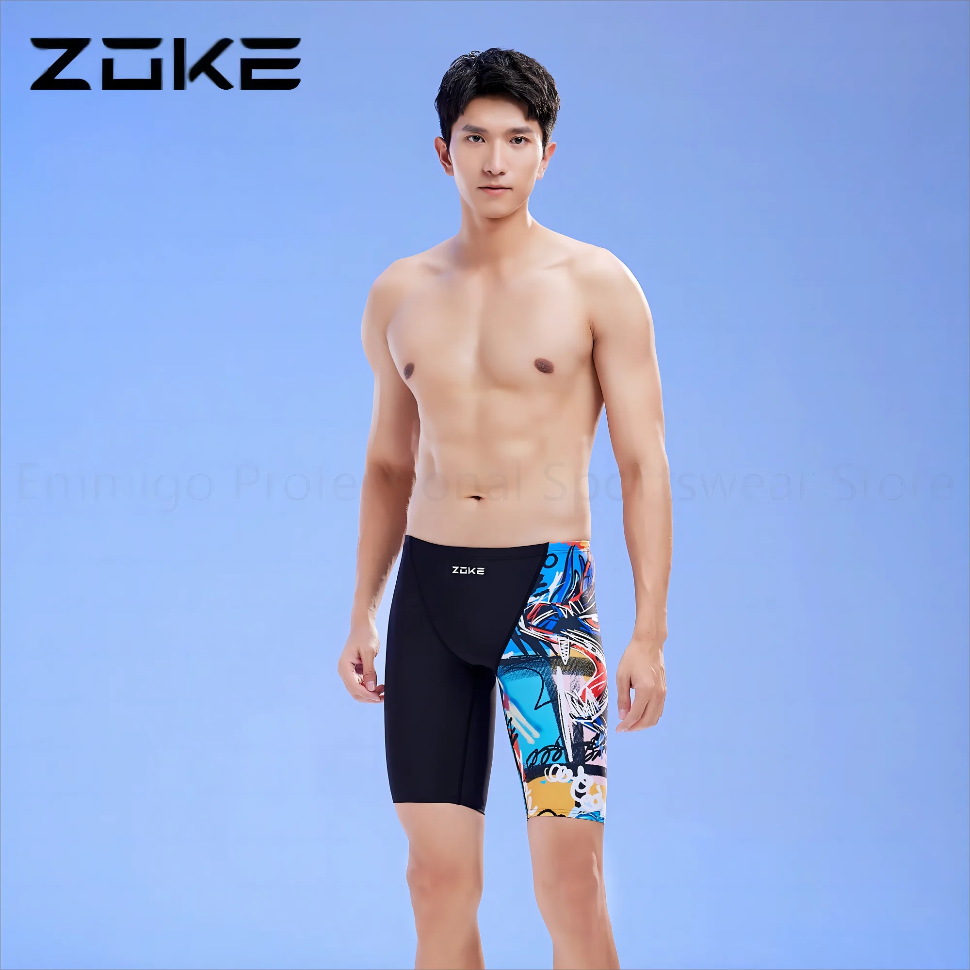 Zoke-Training-Knee-Length-Swimming-Jammer-Endurance-Athletic-Professional-Tights-Shorts-Summer ...