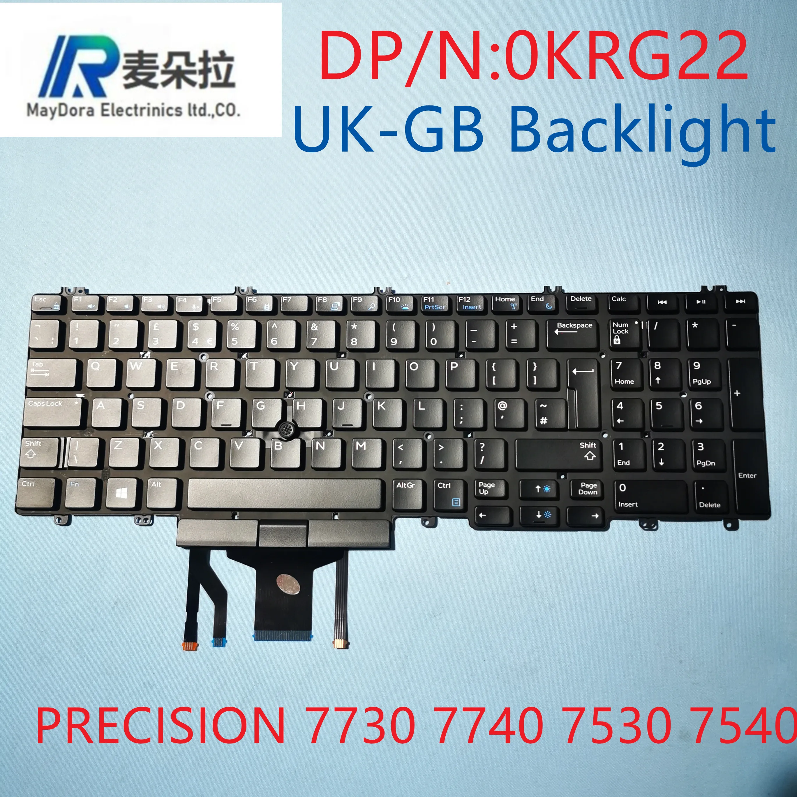 UK GB Backlight keyboard for DELL PRECISION 7530 7540 7730 7740 Laptop ...