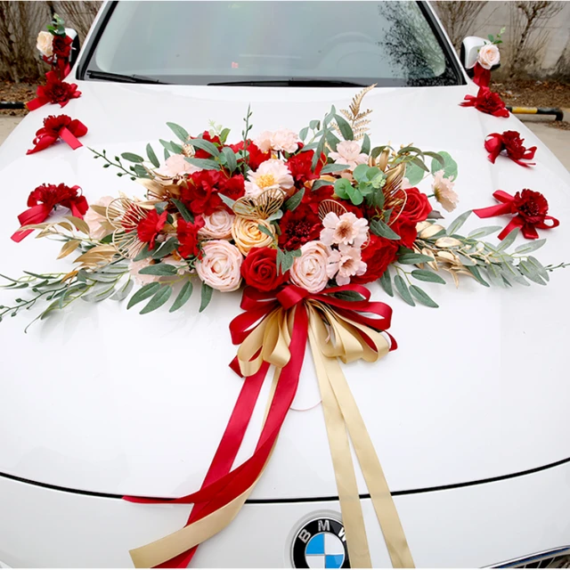 Red Wedding Car Flowers