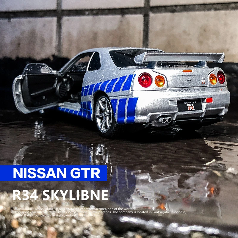 1:32 NISSAN GTR R34 Alloy Sport Car Model Diecasts & Toy Vehicles Toy ...