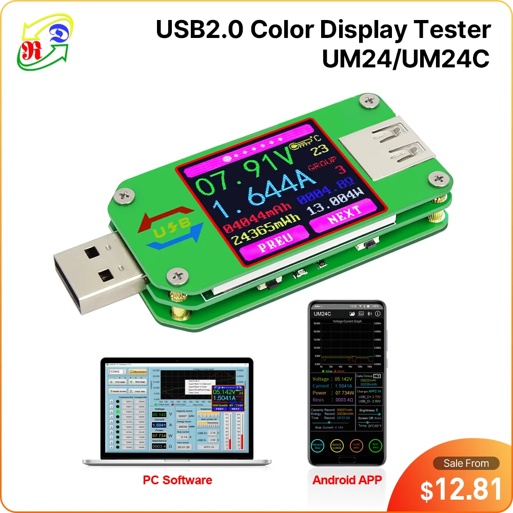 RD UM24 UM24C APP USB 2,0 LCD Display Voltmeter amperemeter batterie ladung spannung strom meter ...