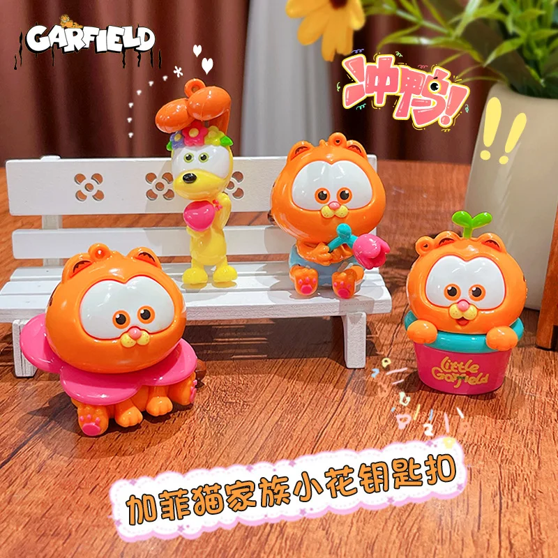 Garfield-Cute-Cartoon-Odie-Flower-Keychain-Kawaii-Plant-Toy-Periphery ...