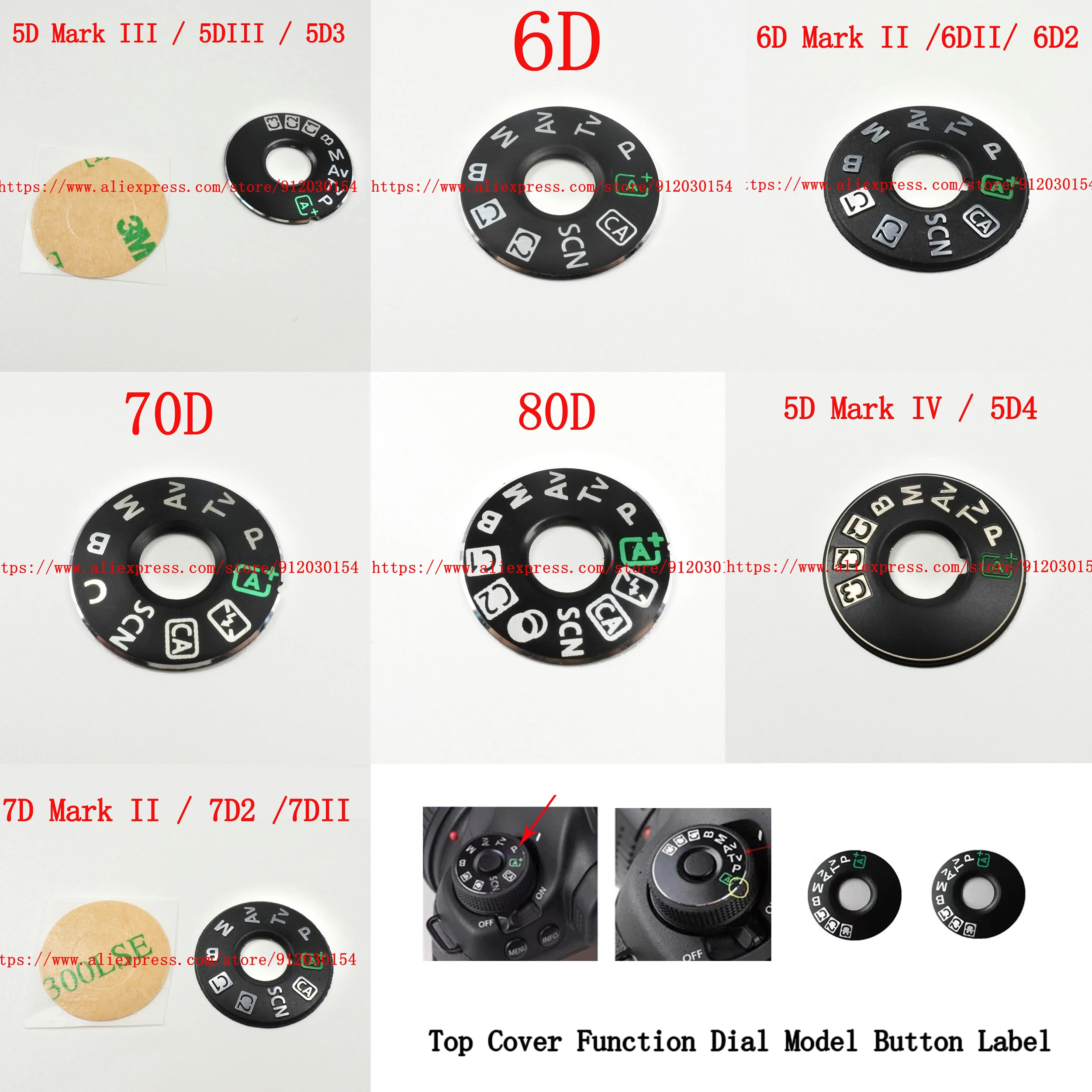 NEW-Top-Cover-Function-Dial-Model-Button-Label-For-Canon-EOS-6D-5DIII ...