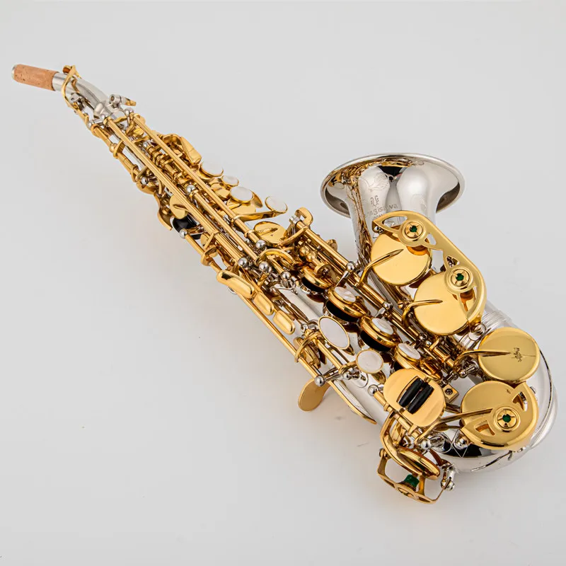 NEW-SC-9937-Bb-Soprano-Saxophone-Silver-Plated-A-golden-key-Brass ...