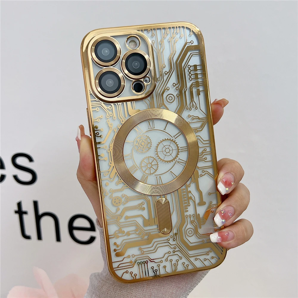 Luxury Plating Gold Magnetic For Magsafe Wireless Charger Phone Case ...