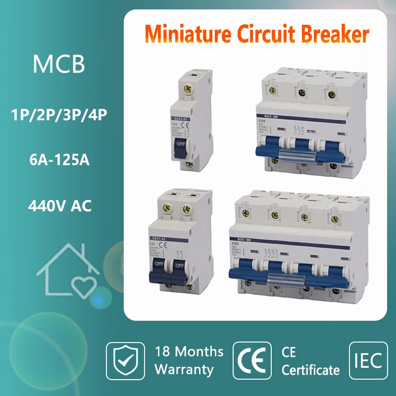 MCB-DZ47-220V-380V-Mini-Miniature-Circuit-Breaker-1P-2P-3P-4P-6A-16A ...