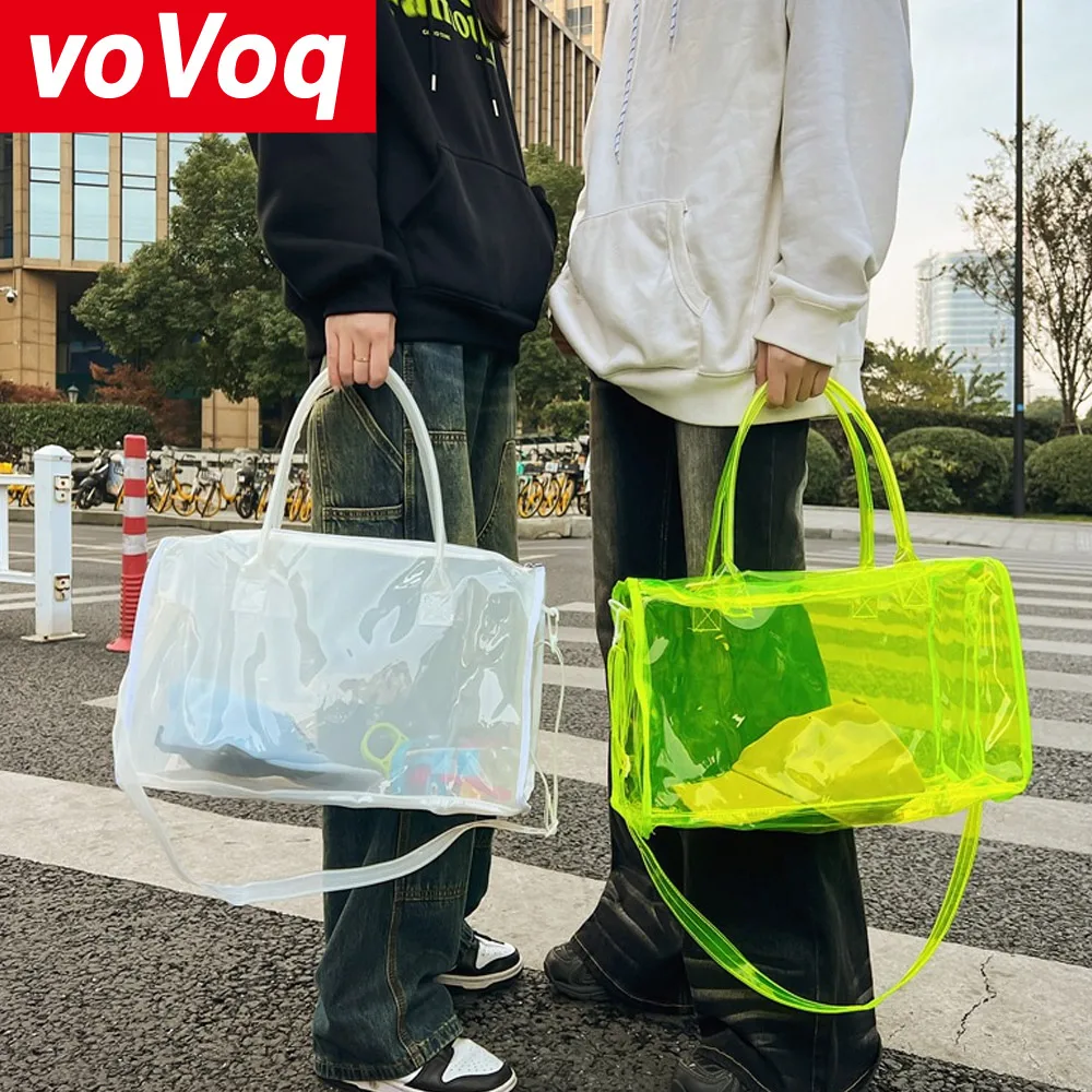Candy Color Transparent Handbag Large Capacity Portable Waterproof ...