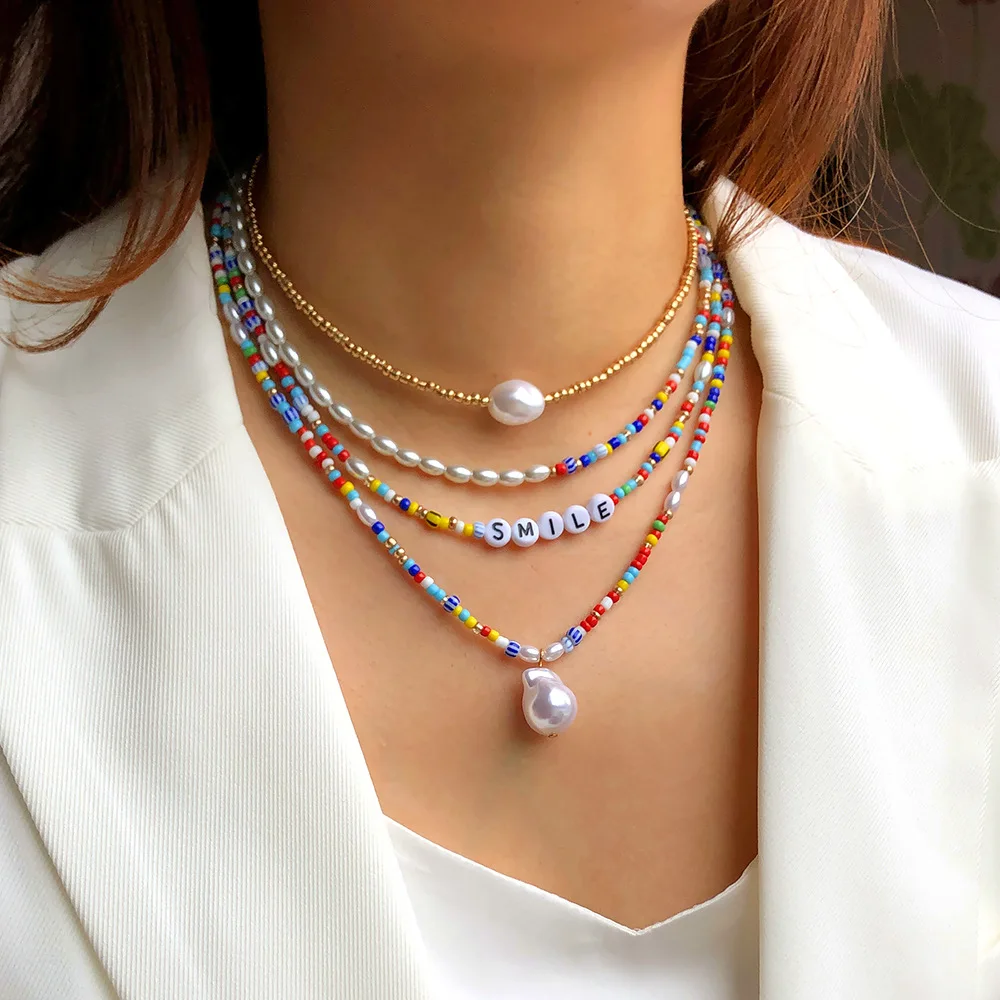 Bohemia-Multilayer-Color-Beaded-Necklace-Set-for-Women-Pearl-Pearls ...