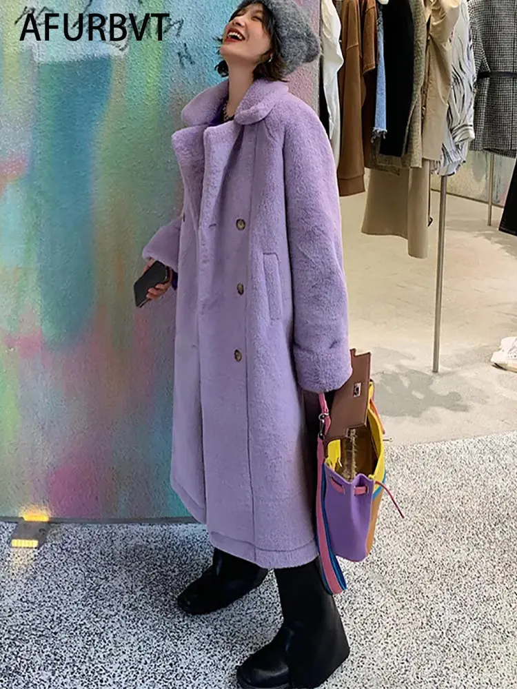 Winter Women High Quality Faux Rabbit Fur Coat Luxury Long Fur Coat ...