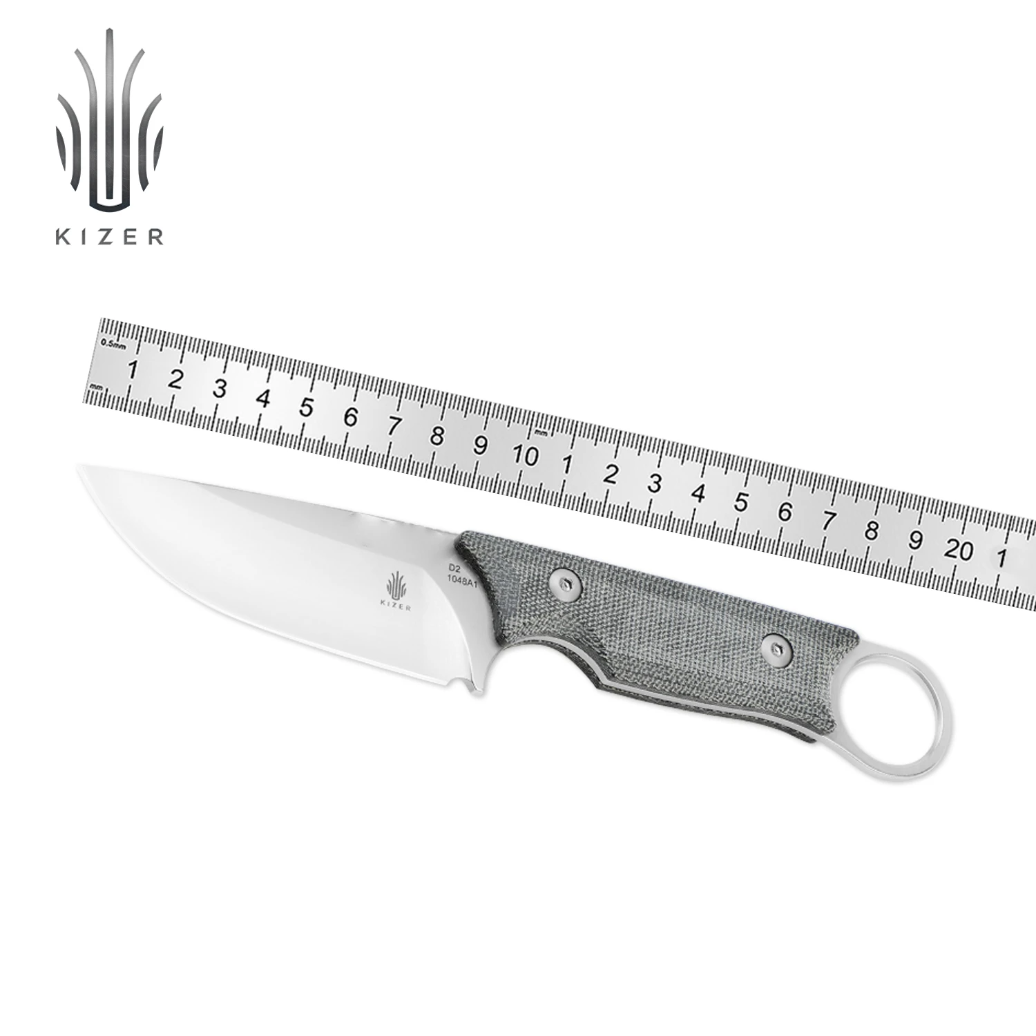Kizer Fixed Blade Knife Cabox 1048A1 2023 New Micarta Handle with D2 ...