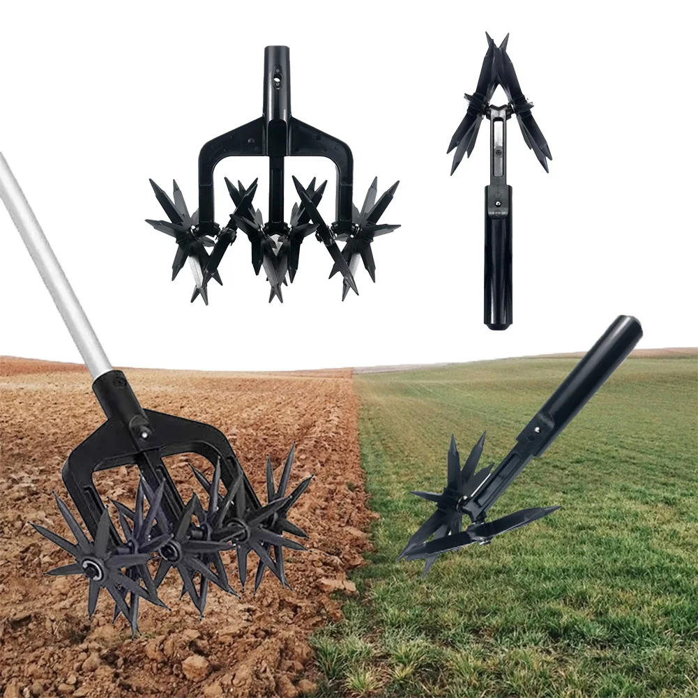 2 in 1 Garden Aerator Gardening Rotary Tiller Rotary Cultivator Tool ...