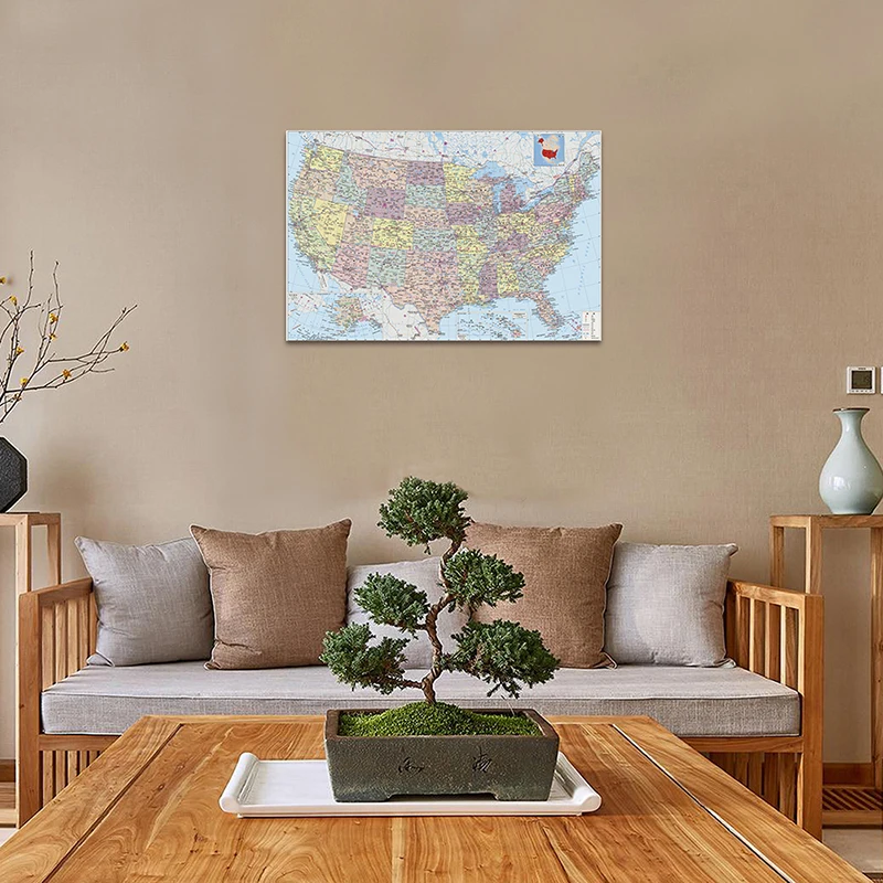 세계지도 벽지 포스터 인테리어 The United State Map 59x42cm Small Size - 티몬