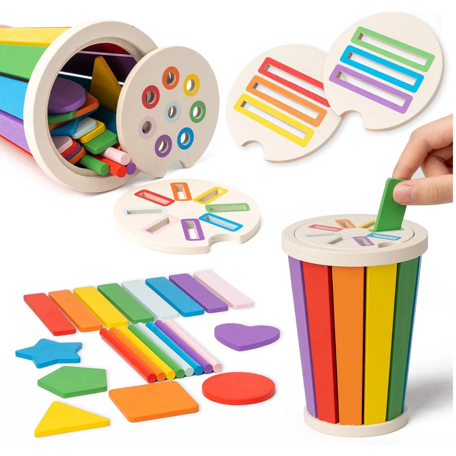 Montessori-Toys-for-Toddlers-Wooden-Color-Sorting-Learning-Toys-Fine ...