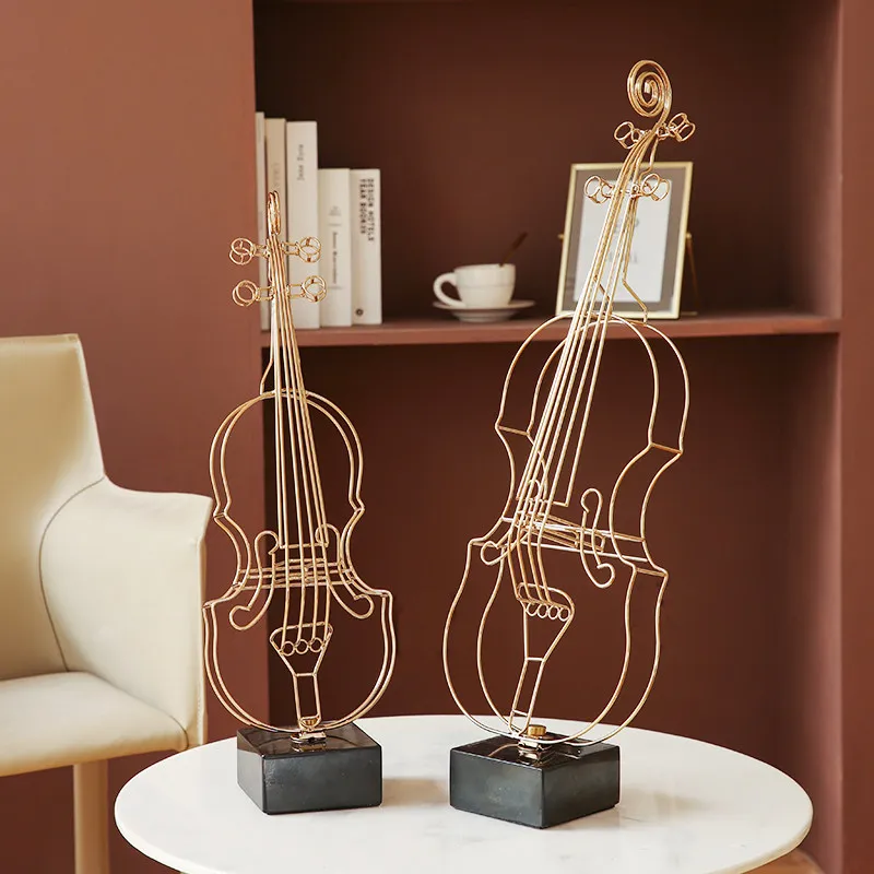 Modern-Minimalist-Marble-Base-Metal-Violin-Craft-Art-Luxury-Guitar ...